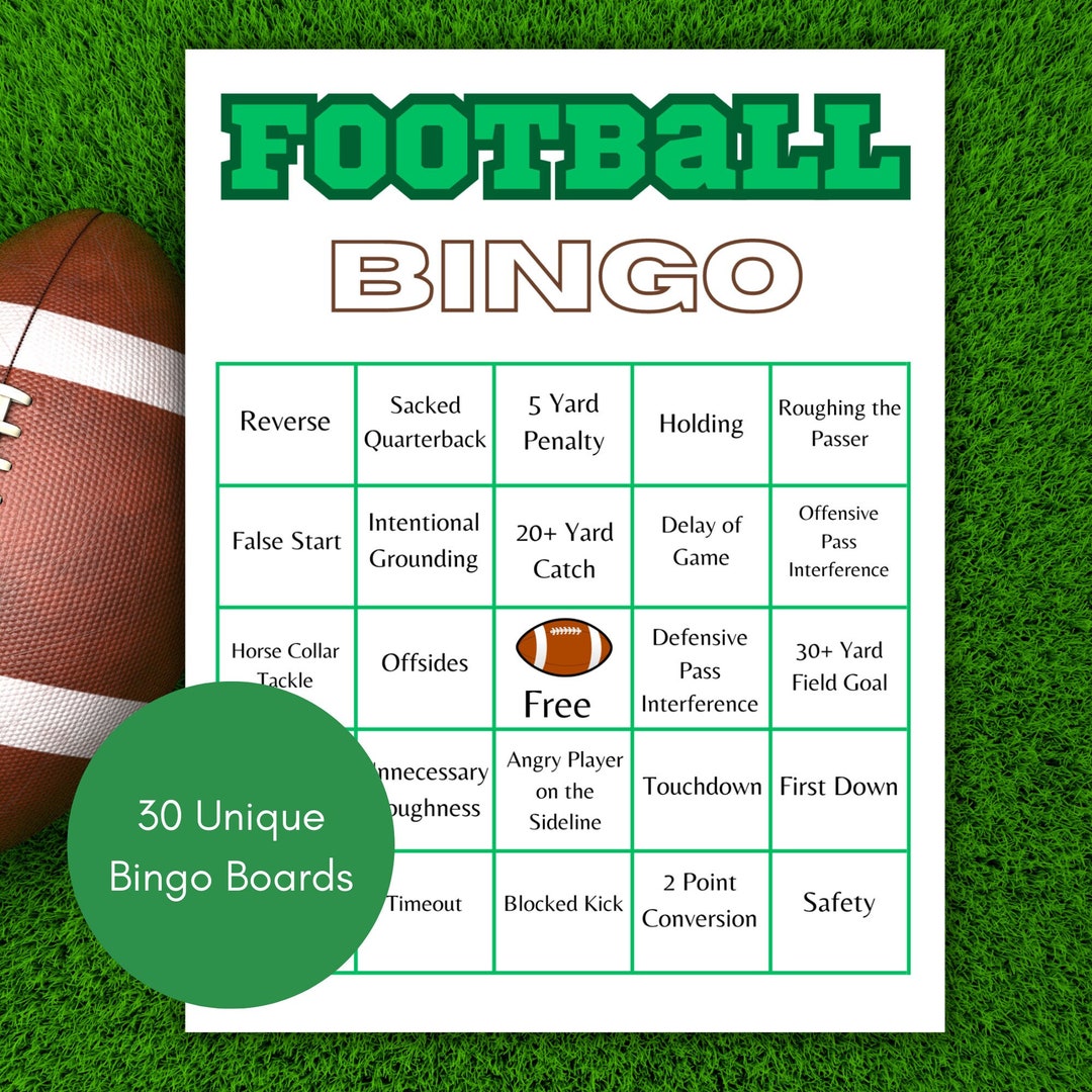 Football Bingo, Super Bowl Party Game, Football Bingo Board, Football ...