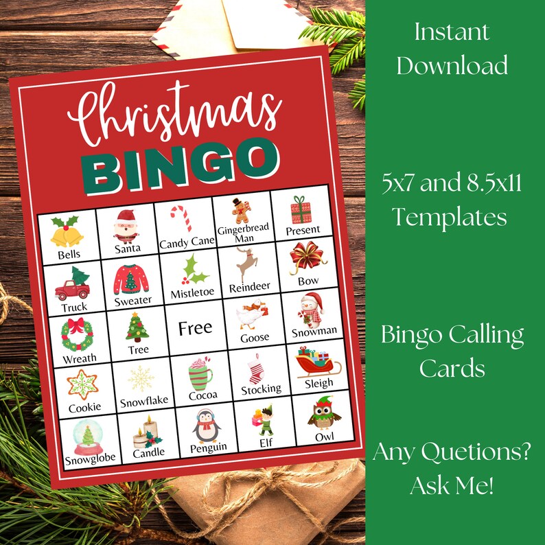 Christmas Bingo, 30 Christmas Bingo Cards, Xmas Picture Bingo, Winter ...