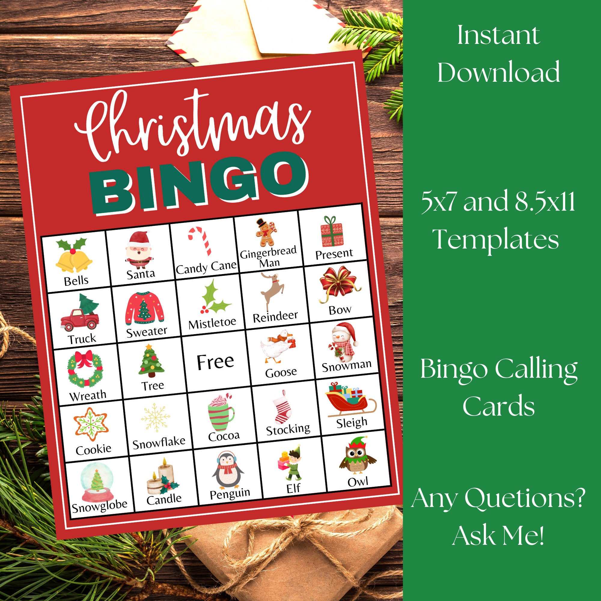 Christmas Bingo, 30 Christmas Bingo Cards, Xmas Picture Bingo, Winter ...