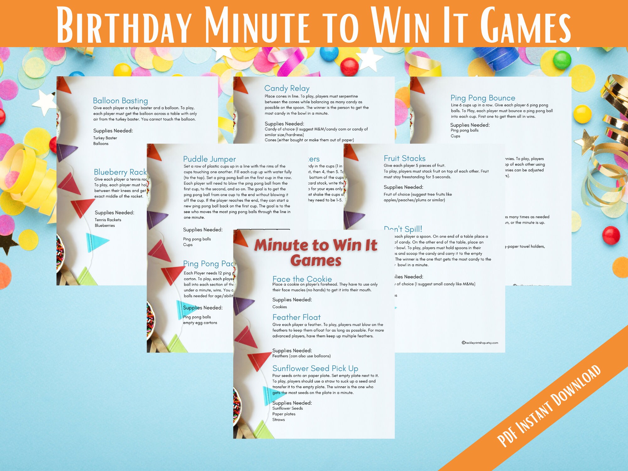 Party Favors Games Paper Party Supplies Birthday Party Minute To