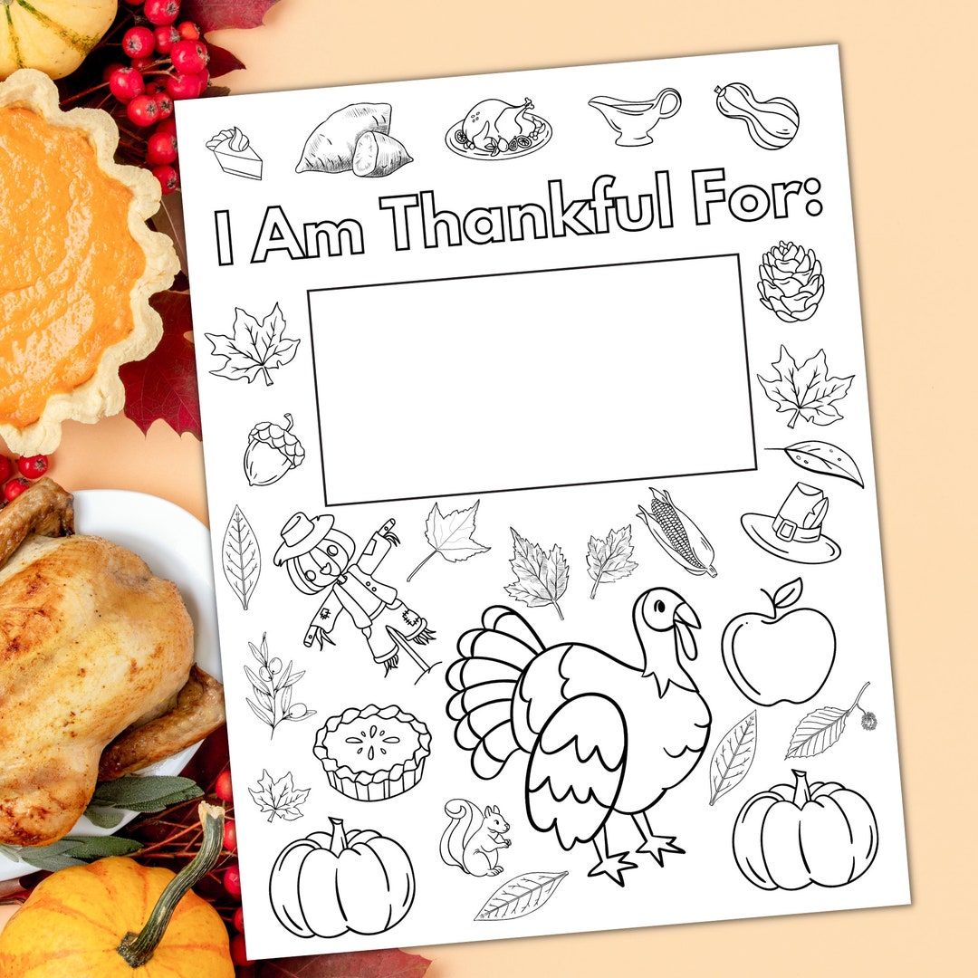 I Am Thankful for Kids Coloring Page, Thanksgiving Coloring Sheets ...