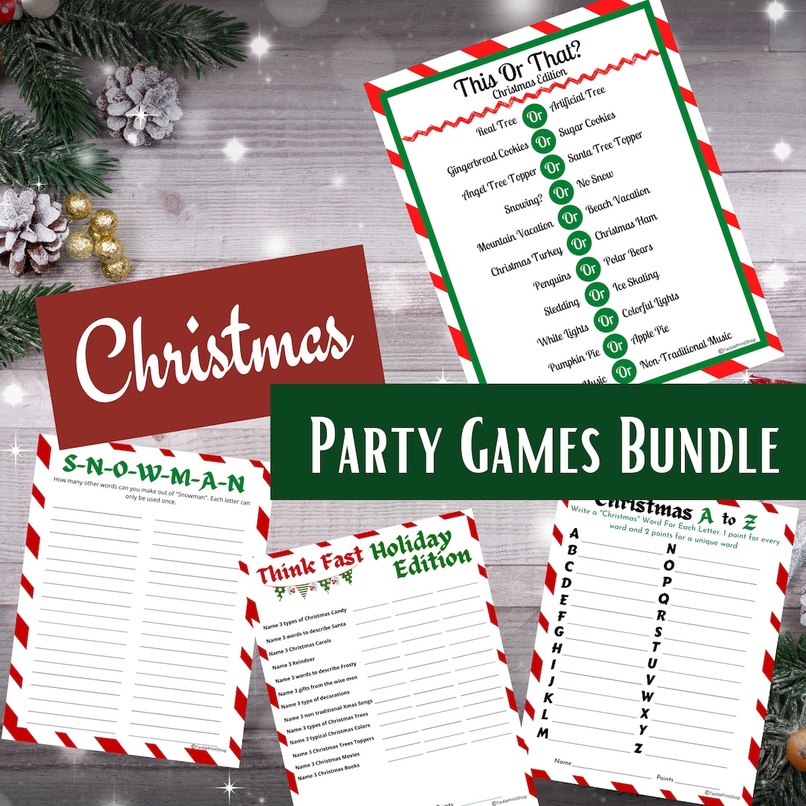 Christmas Games Party Pack, Holiday Party Games for Kids, Office ...