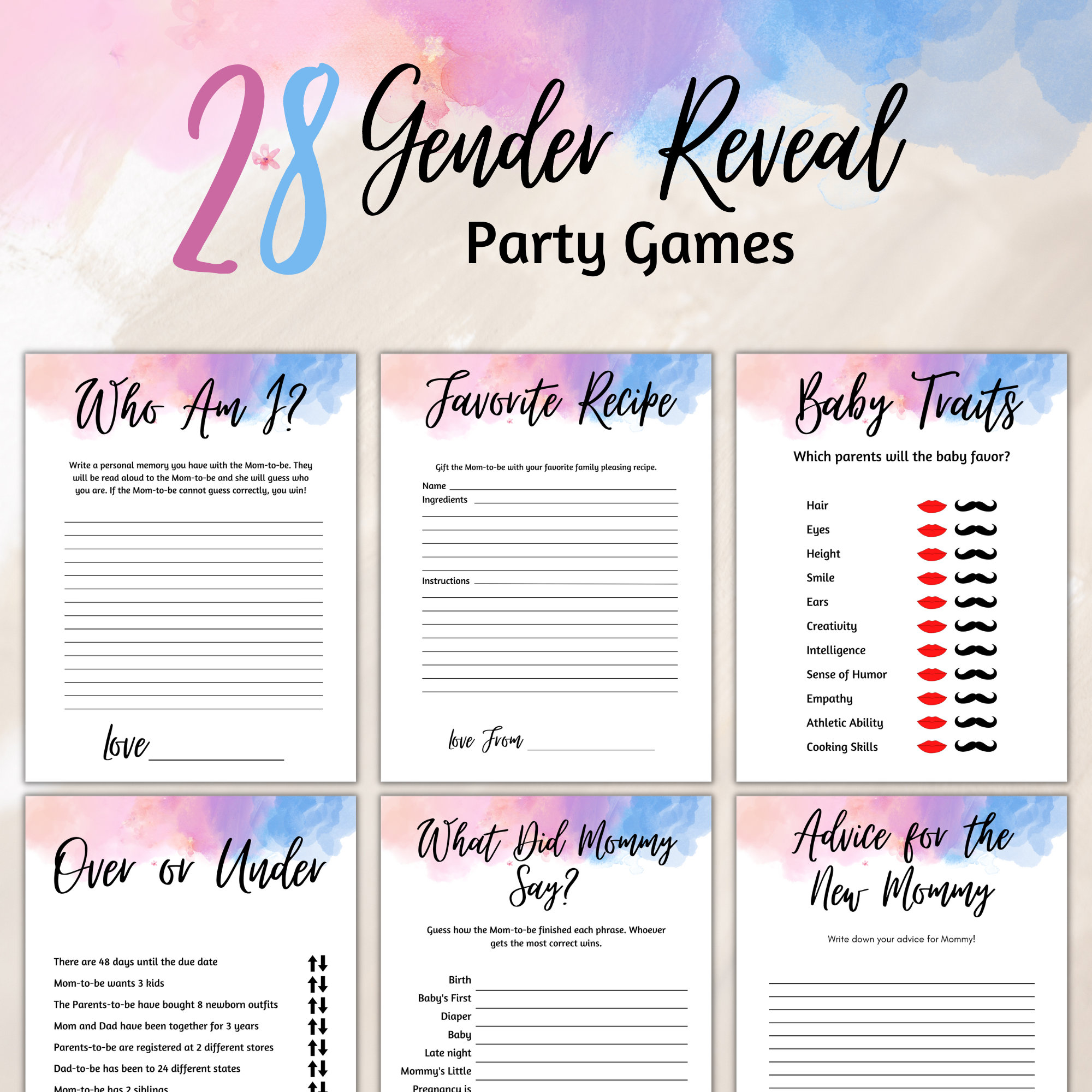 Gender Reveal Games Bundle, Gender Reveal Games, Gender Reveal Party ...