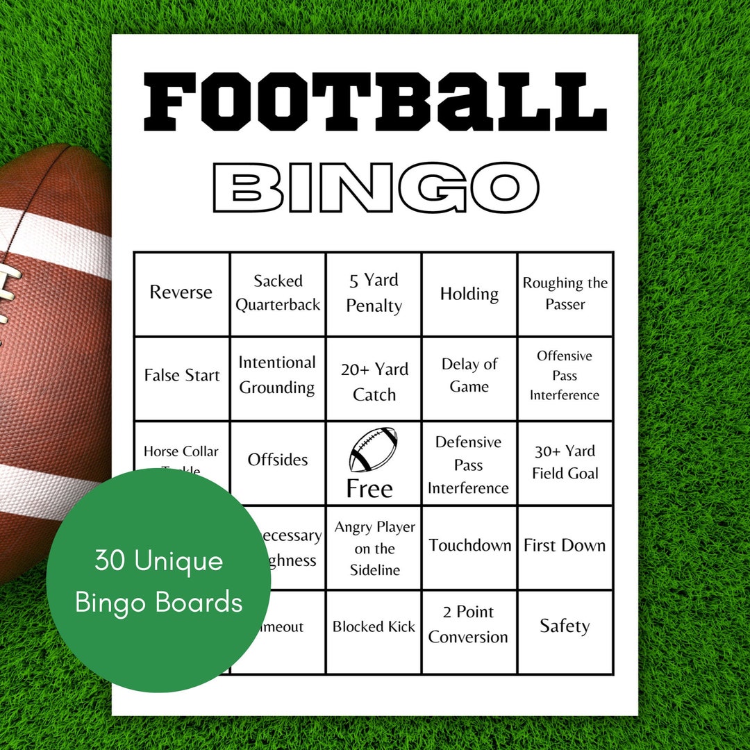 Football Bingo, Super Bowl Party Game, Football Bingo Board, Football ...