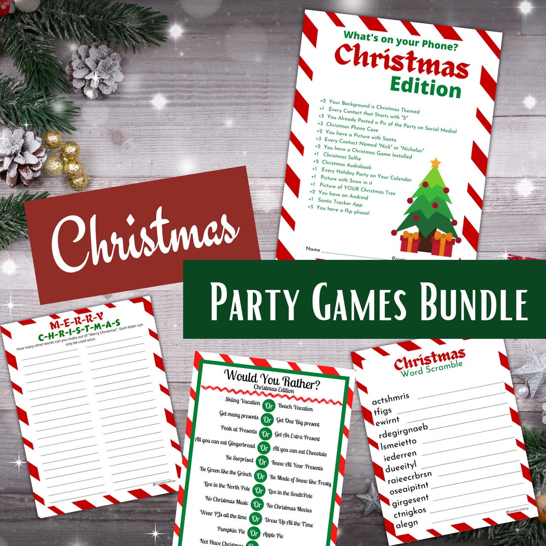 Christmas Games Party Pack, Holiday Party Games for Kids, Office ...