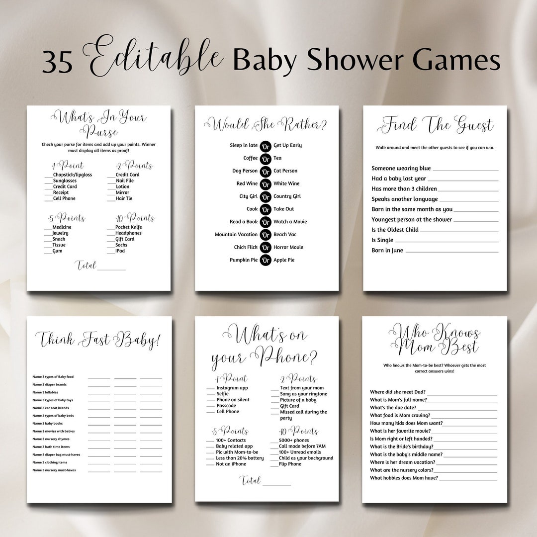 Gender Neutral Baby Shower Games Bundle, Modern Baby Shower Games ...