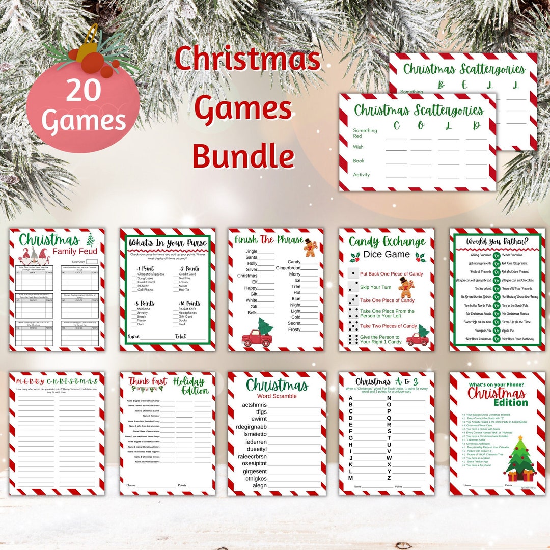 20 Christmas Games Bundle, Christmas Games, Family Christmas Games ...