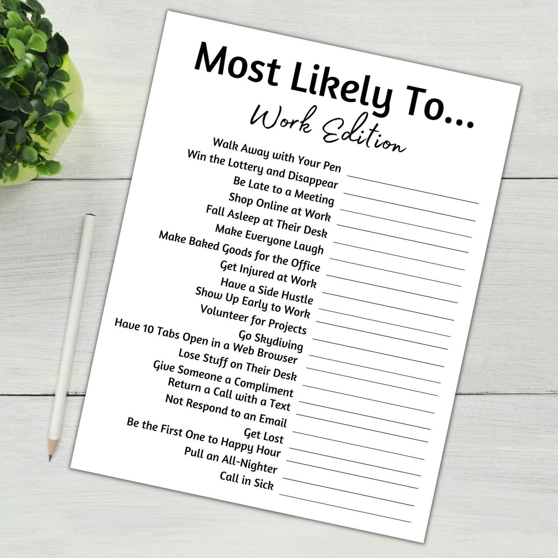 Most Likely to Work Game, Office Games, Games for Work, Work Party ...