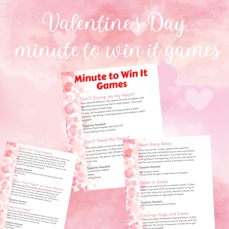 Minute to Win It Valentines Party Games, Team Building Game for Work ...