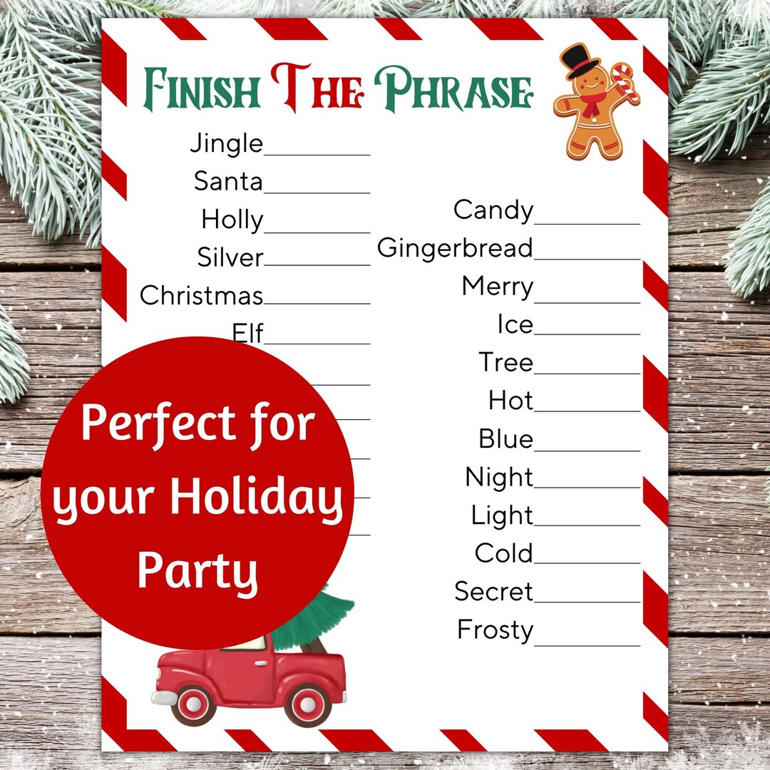 Christmas Phrase Game, Finish the Christmas Phrase, Christmas Family ...
