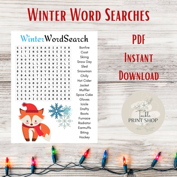 Winter Word Search Printable Games With Answer Keys / | Etsy