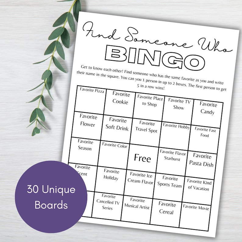 Find the Guest People Bingo, Quick Fun Office Game, Get to Know You ...