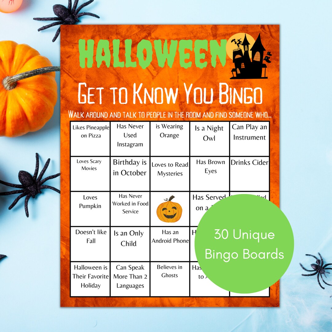 Halloween Find the Guest Human Bingo, Get to Know You Icebreaker Bingo ...