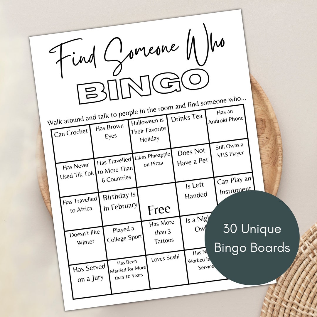 Find the Guest Human Bingo, Get to Know You Icebreaker Party Games ...