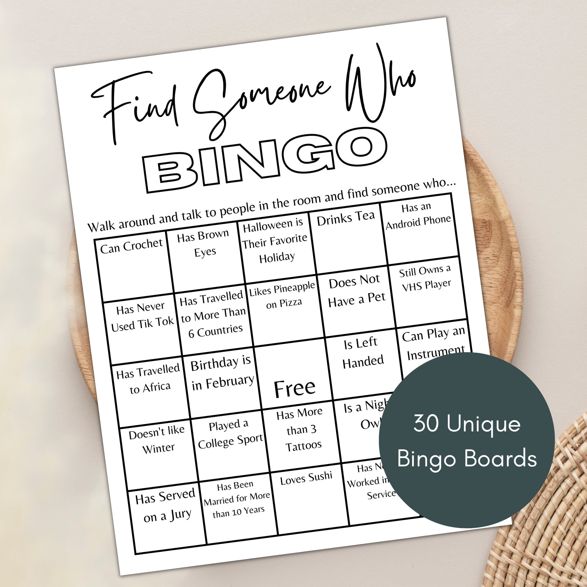 Find the Guest Human Bingo, Get to Know You Icebreaker Party Games ...