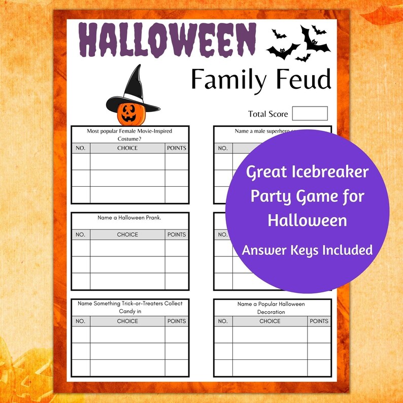 Family Feud Halloween Party Game, Halloween Trivia Game, Halloween ...