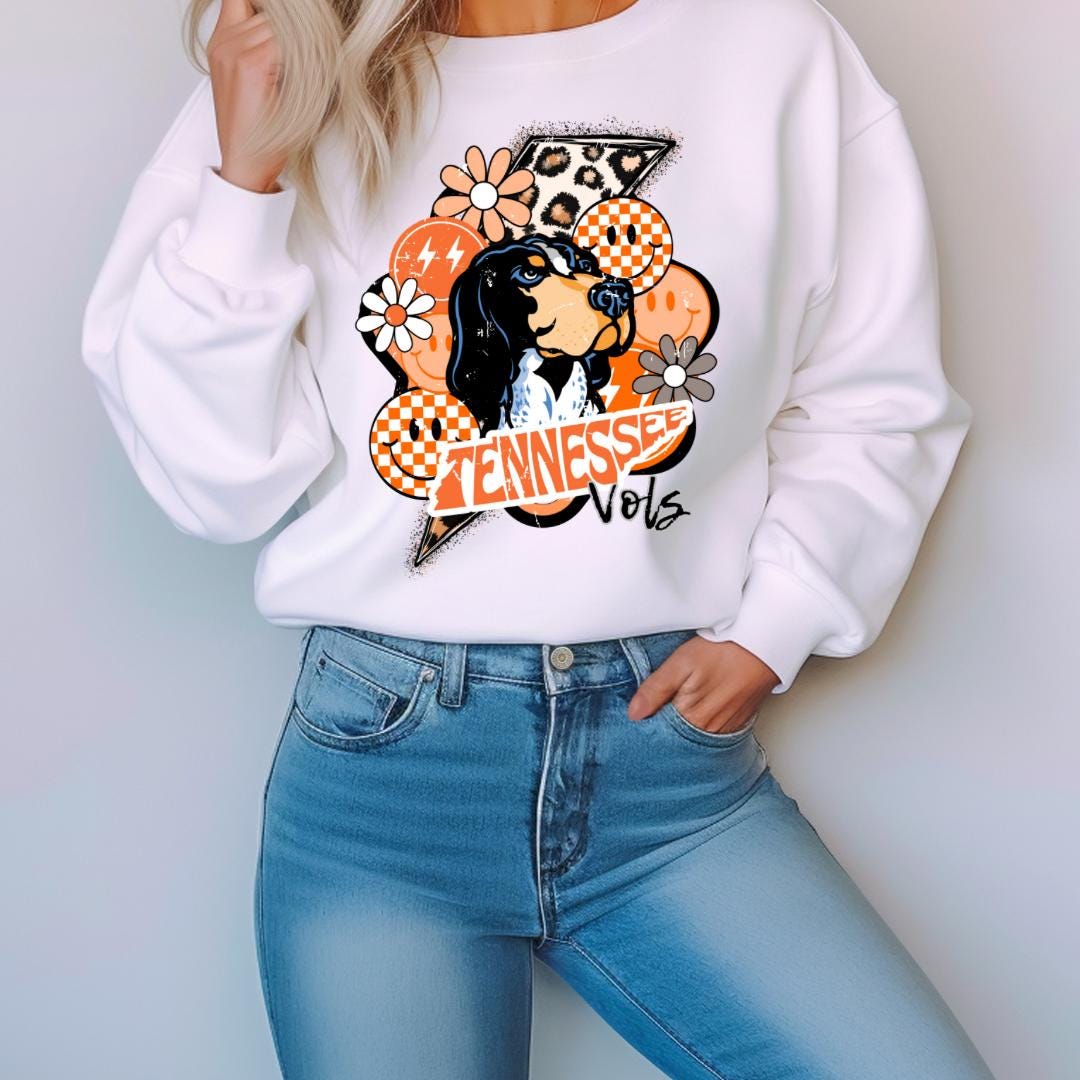 Tennessee Vols Smokey With Flowers and Leapord Print Lightning Bolt ...