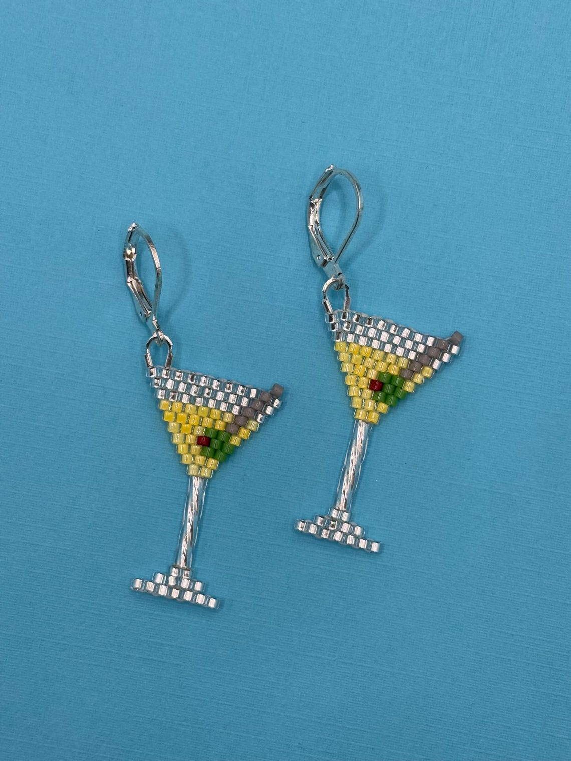 Beaded Dirty Martini Earrings, Lightweight Statement Jewelry, Birthday ...