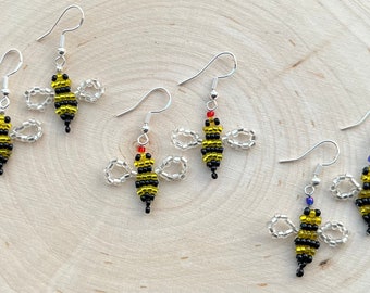 Beaded Bumble Bee Earrings - Etsy