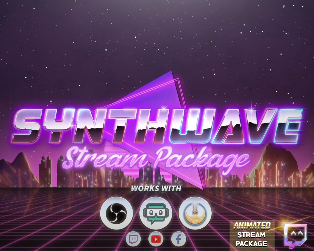 Animated Synthwave Stream Overlays Pack | Twitch - Synthwave ...