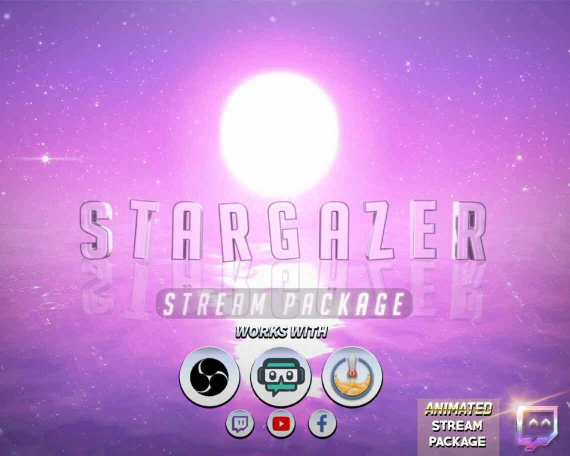 Animated Galaxy Stream Overlays Pack Stargazer Twitch Cute Kawaii Pink ...