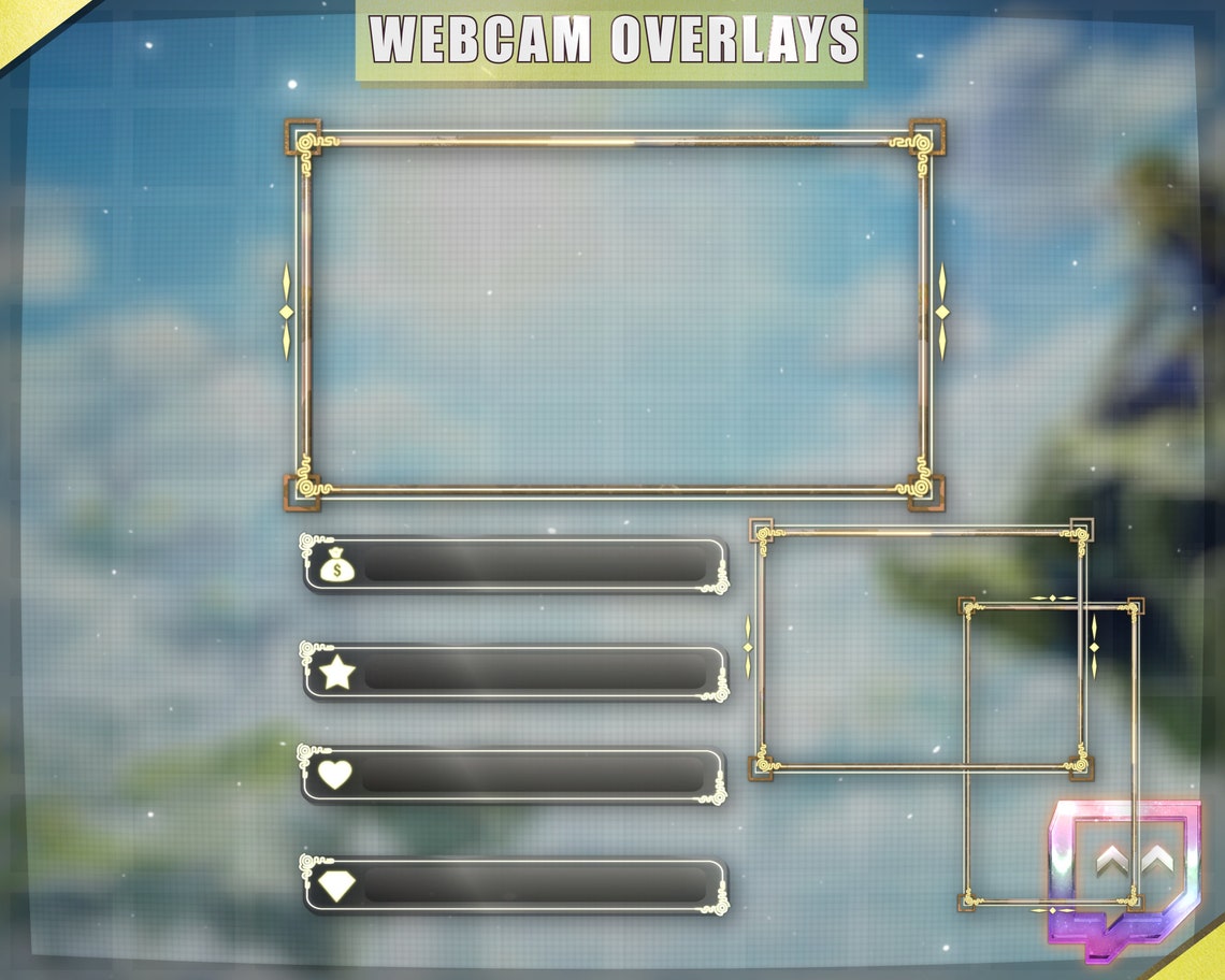 Animated Fantasy Twitch Overlay Pack for Stream Skyward RPG Magic ...