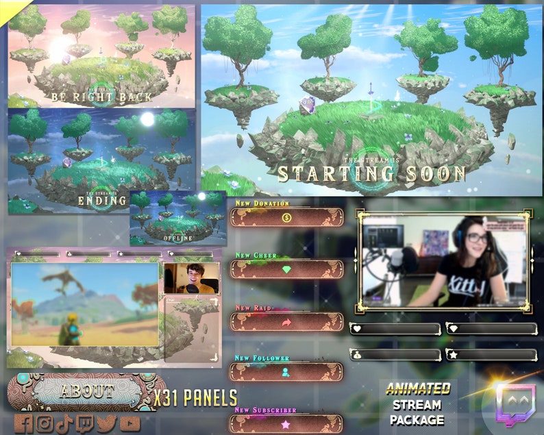 Animated Fantasy Twitch Overlay Pack for Stream | Skyward | RPG - Magic ...