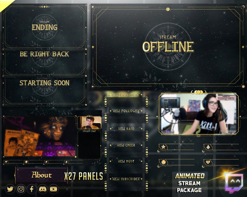 Animated Celestial Twitch Overlay Pack for Stream Celestial Witchcraft Moon Star Mystic Cosmos ...