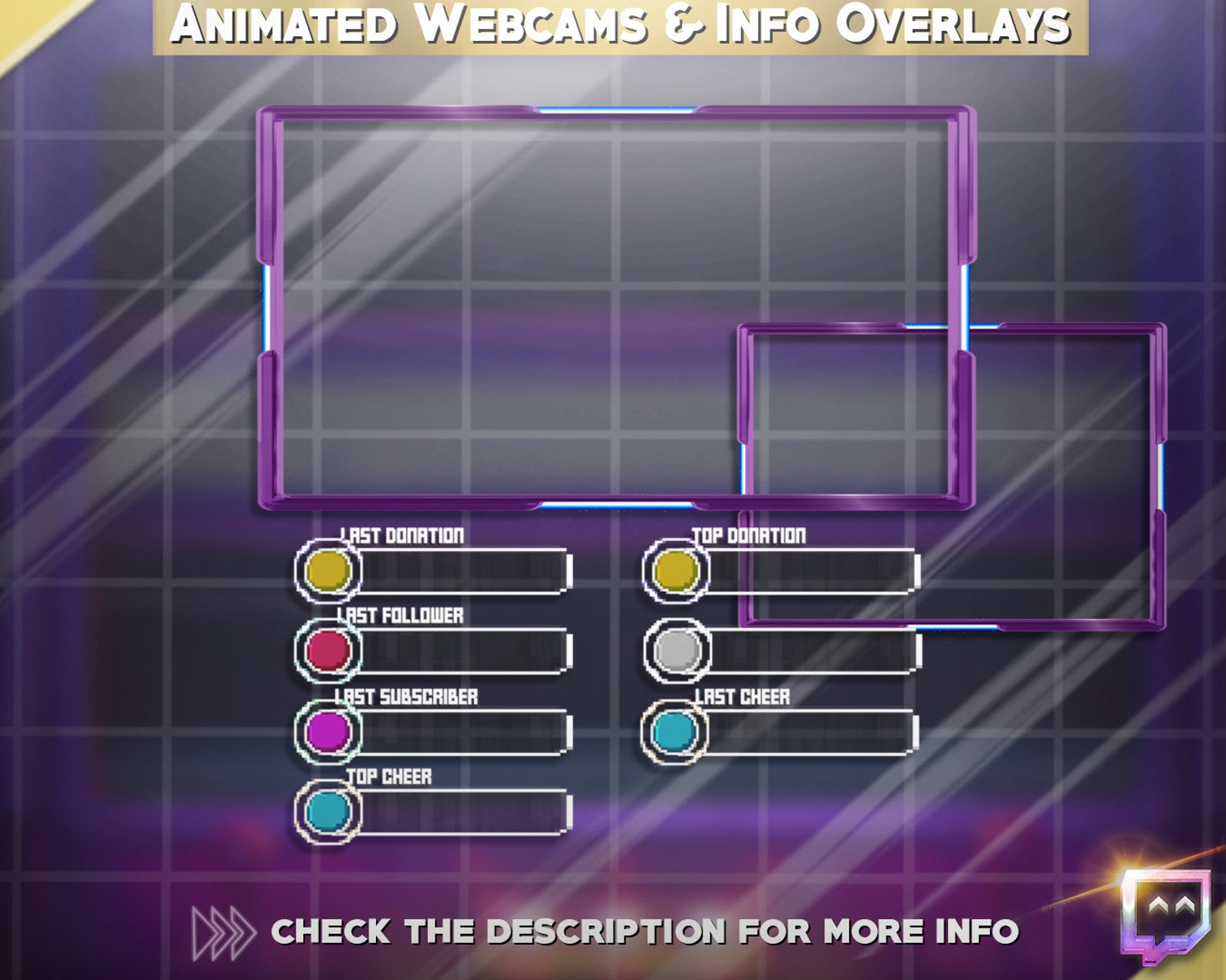 Animated Retro Stream Overlays Pack Arcade Twitch Retro Vaporwave Pixel ...