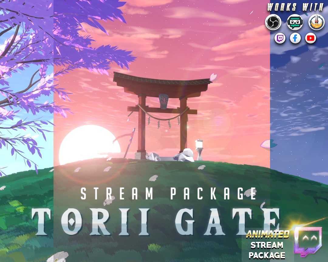 Animated Japanese Twitch Overlay Pack for Stream | Torii Gate ...