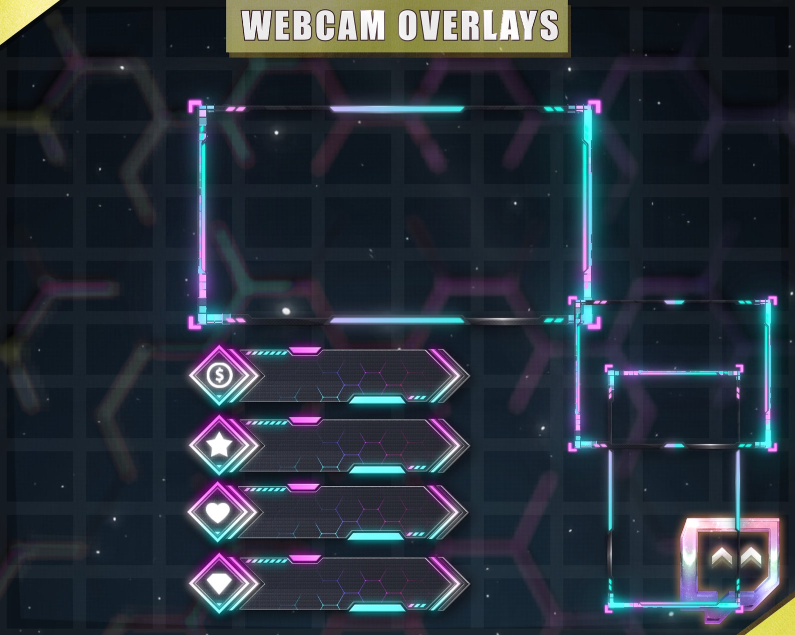 Twitch Animated Overlay Pack for Stream | Gamer HQ | Desk - Computer ...