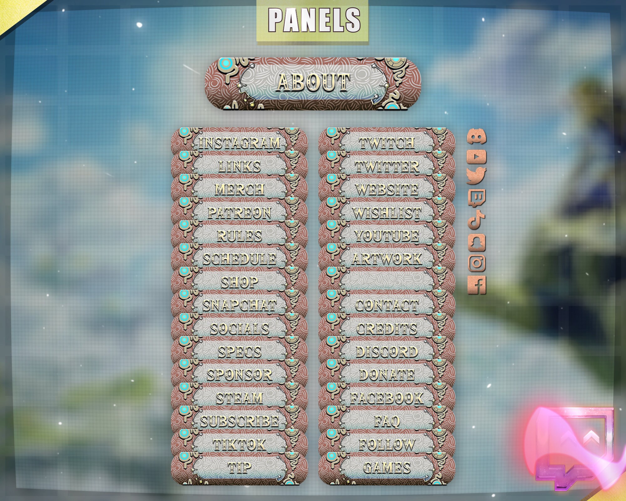 Animated Fantasy Twitch Overlay Pack for Stream Skyward RPG Magic ...