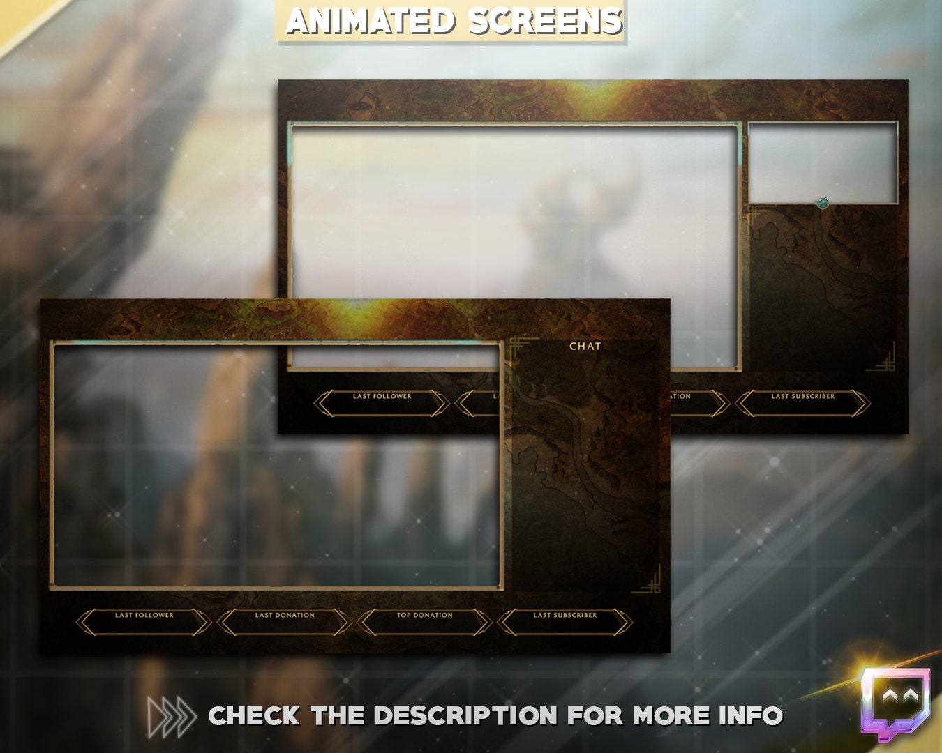 Animated Fantasy Stream Overlays Pack | Dungeon Raider | Twitch - RPG ...