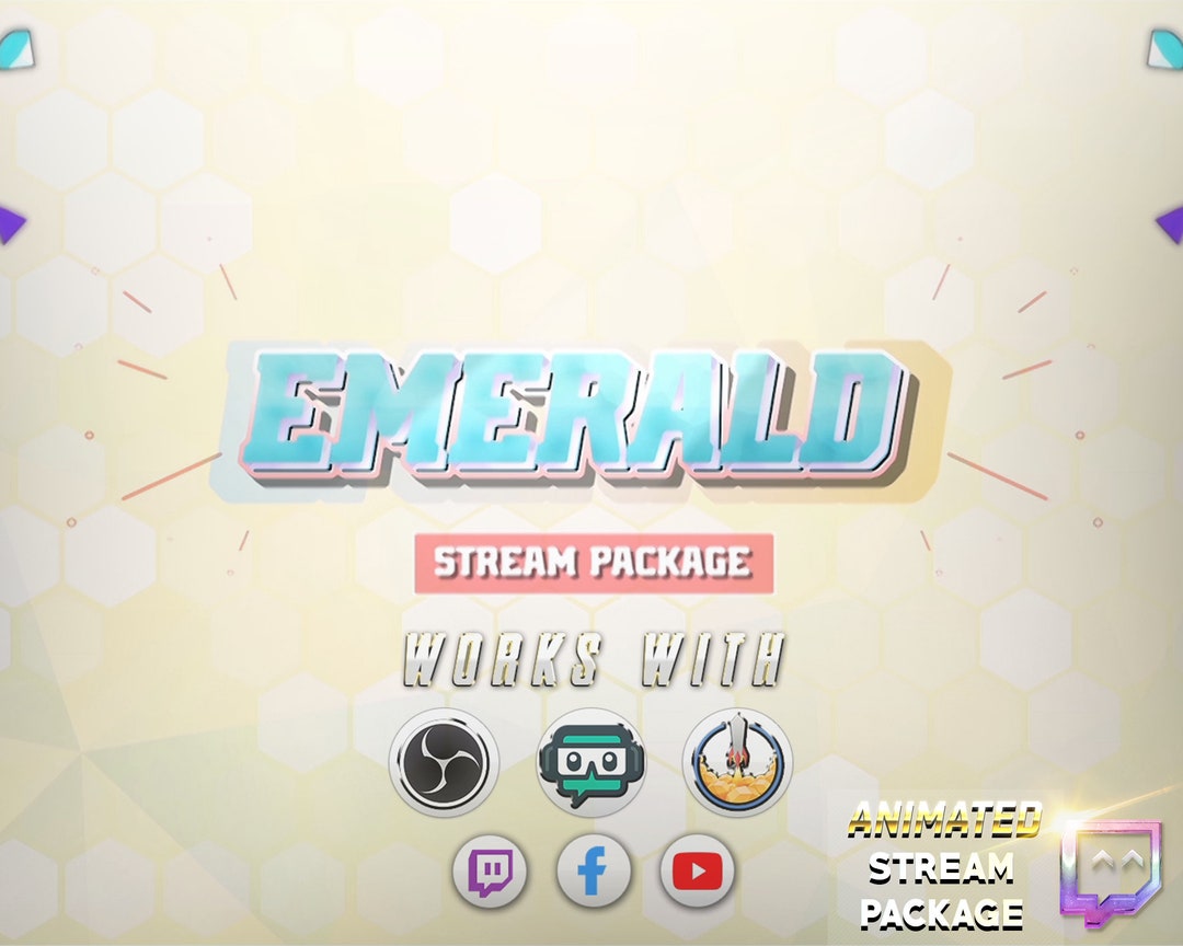 Animated Twitch Overlay Pack for Stream | Emerald | Cute - Pastel ...
