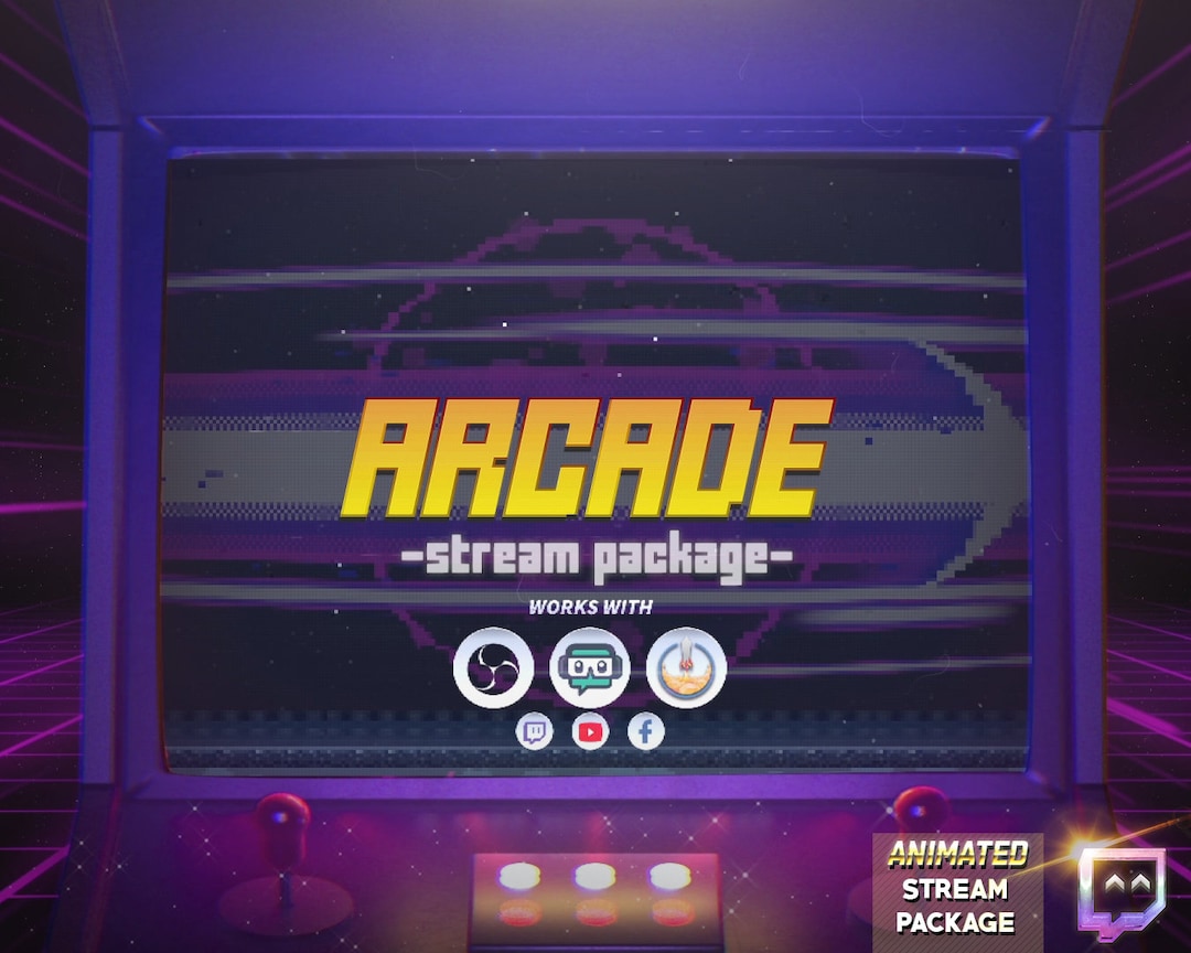 Animated Retro Stream Overlays Pack | Arcade | Twitch - Retro ...