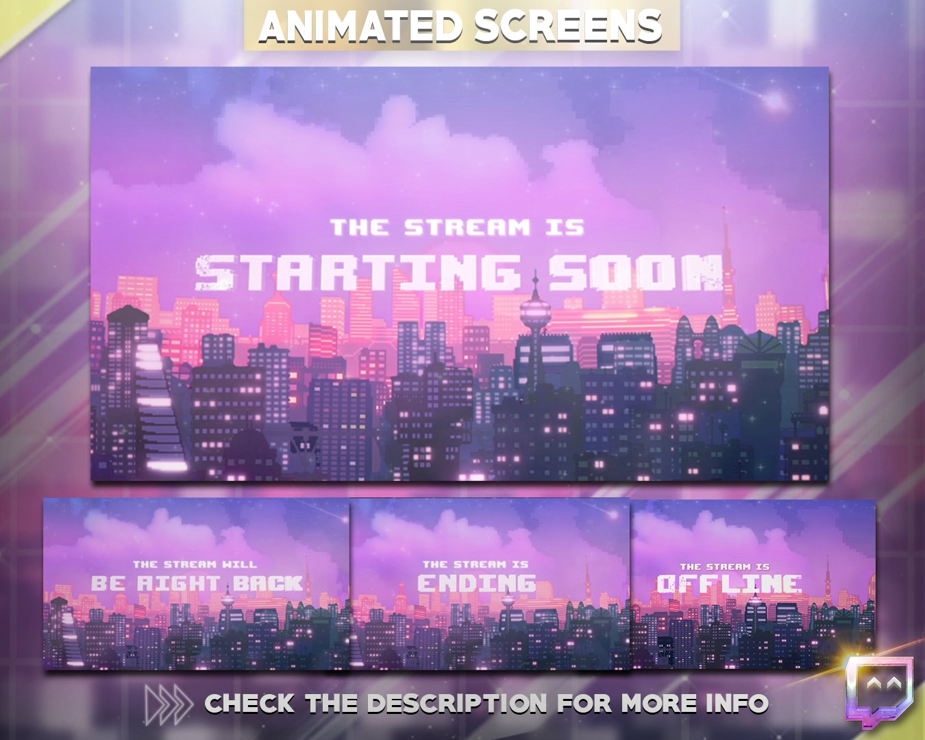 Animated Pixel Art Stream Overlays Pack Pixel Dream Twitch - Etsy