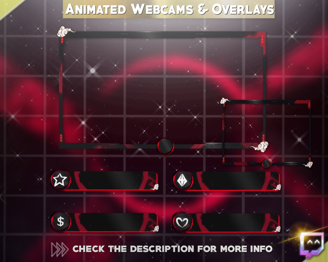 Animated Anime Twitch Overlay Pack for Stream Oni Blade Demon Samurai ...