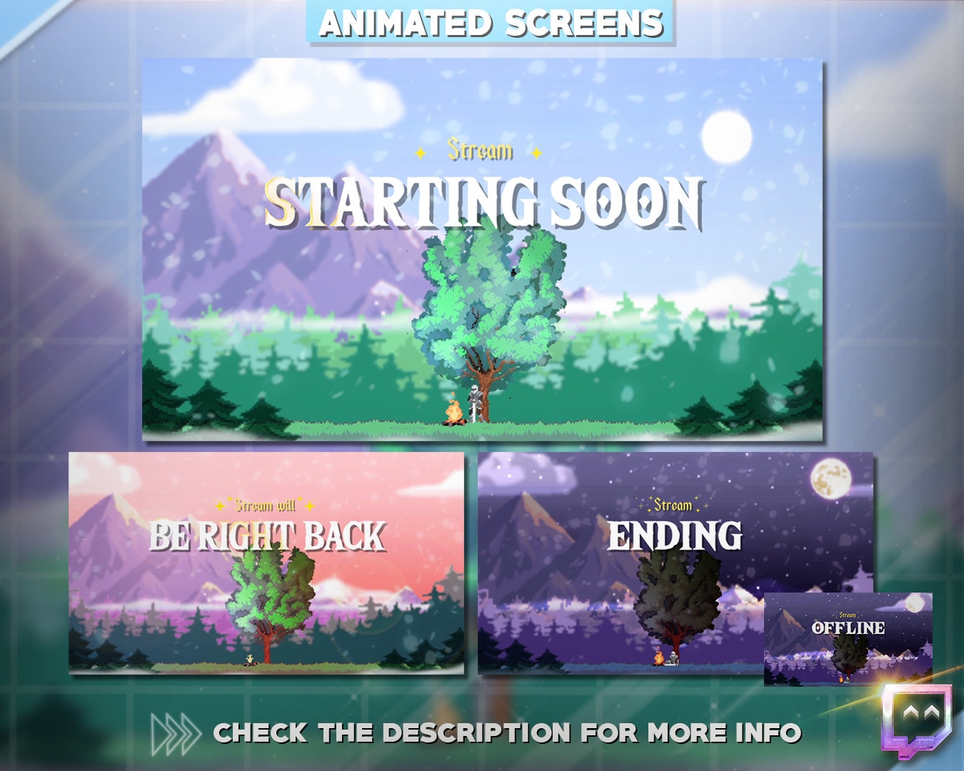 Animated Pixel Art Stream Overlays Pack | RPG | Twitch - Fantasy - RPG ...