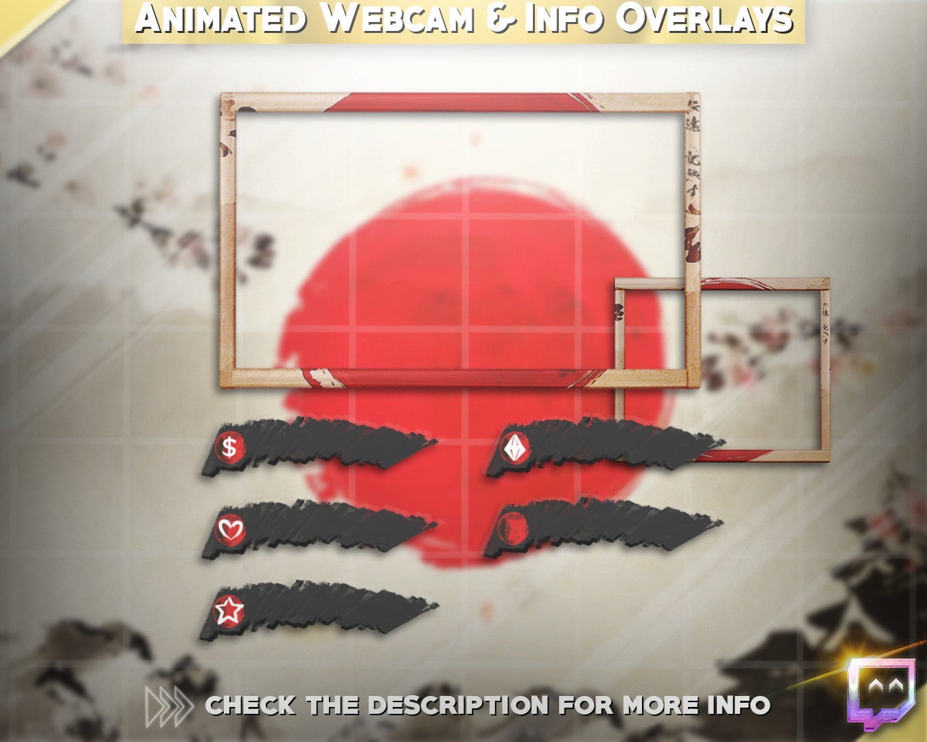 Animated Japanese Stream Overlays Pack | Edo | Twitch - Anime - Samurai ...