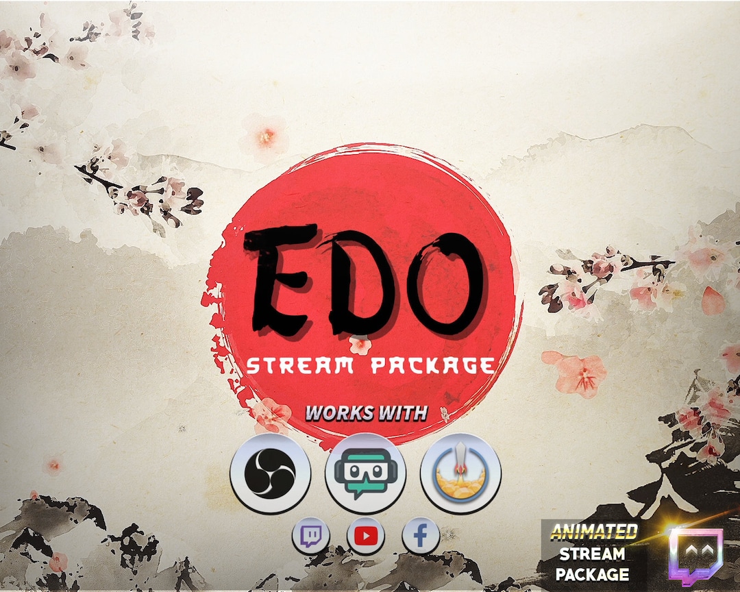Animated Japanese Stream Overlays Pack | Edo | Twitch - Anime - Samurai ...