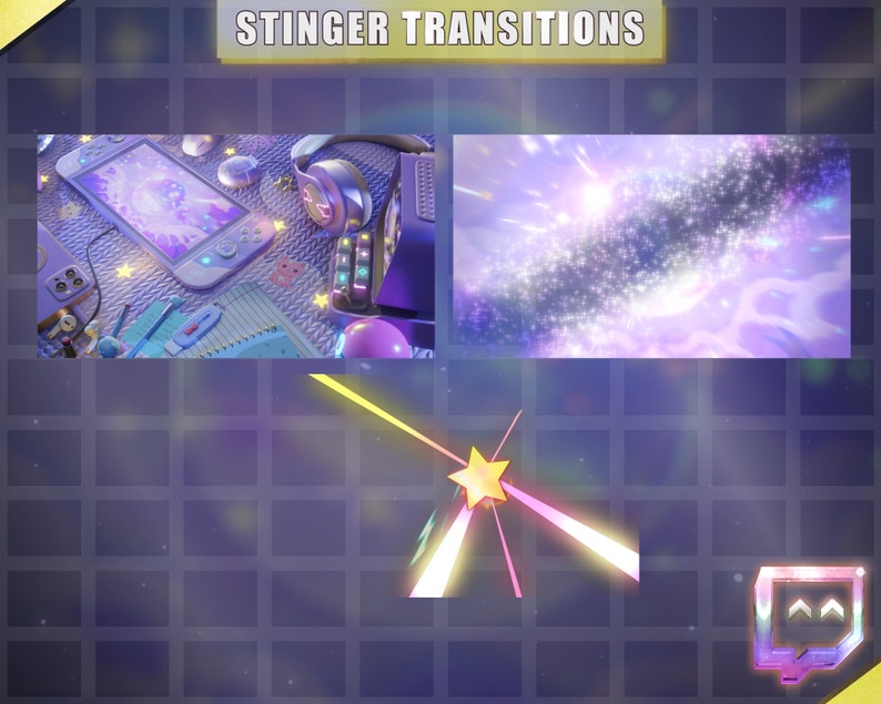 Twitch Animated Overlay Pack for Stream Dream Desk Cute Galaxy Cozy ...