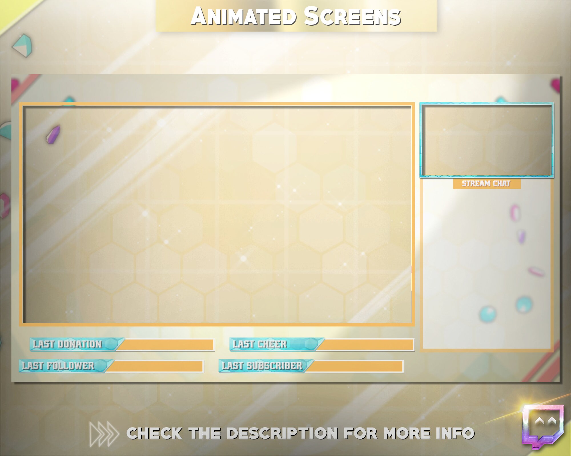 Animated Twitch Overlay Pack for Stream Emerald Cute Pastel Colorful ...