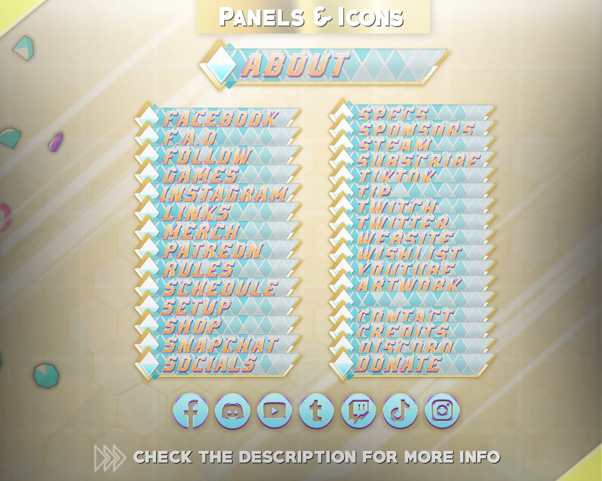 Animated Twitch Overlay Pack for Stream Emerald Cute Pastel Colorful ...