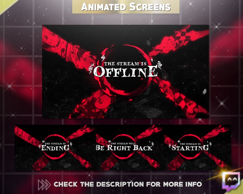 Animated Anime Twitch Overlay Pack for Stream | Oni Blade | Demon ...
