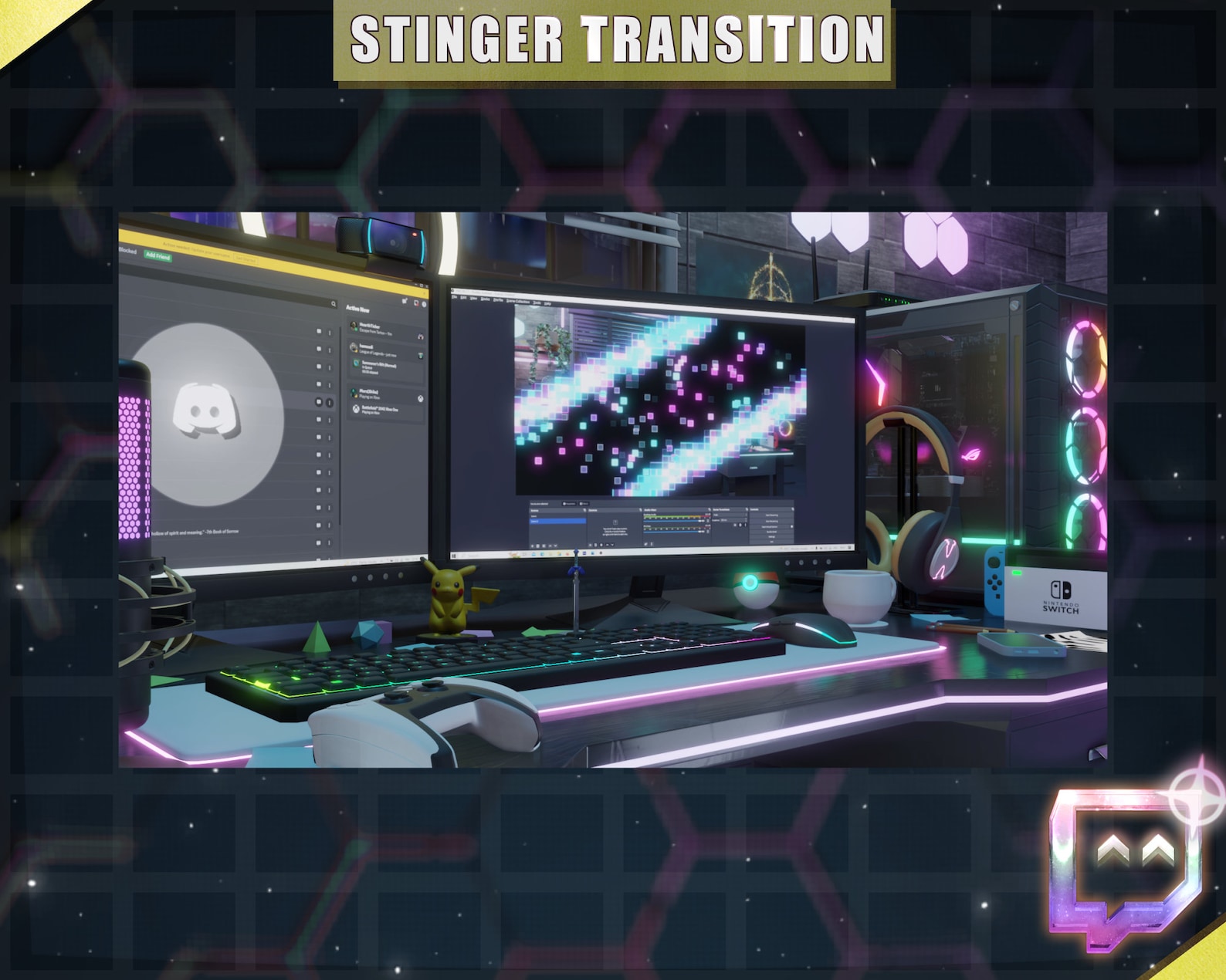Twitch Animated Overlay Pack for Stream | Gamer HQ | Desk - Computer ...