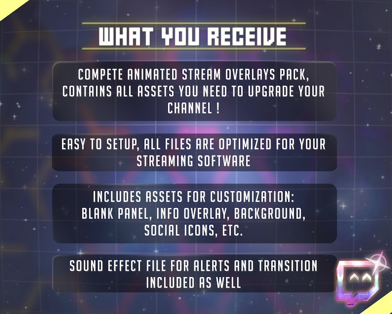 Twitch Animated Overlay Pack for Stream | Dream Desk | Cute - Galaxy ...