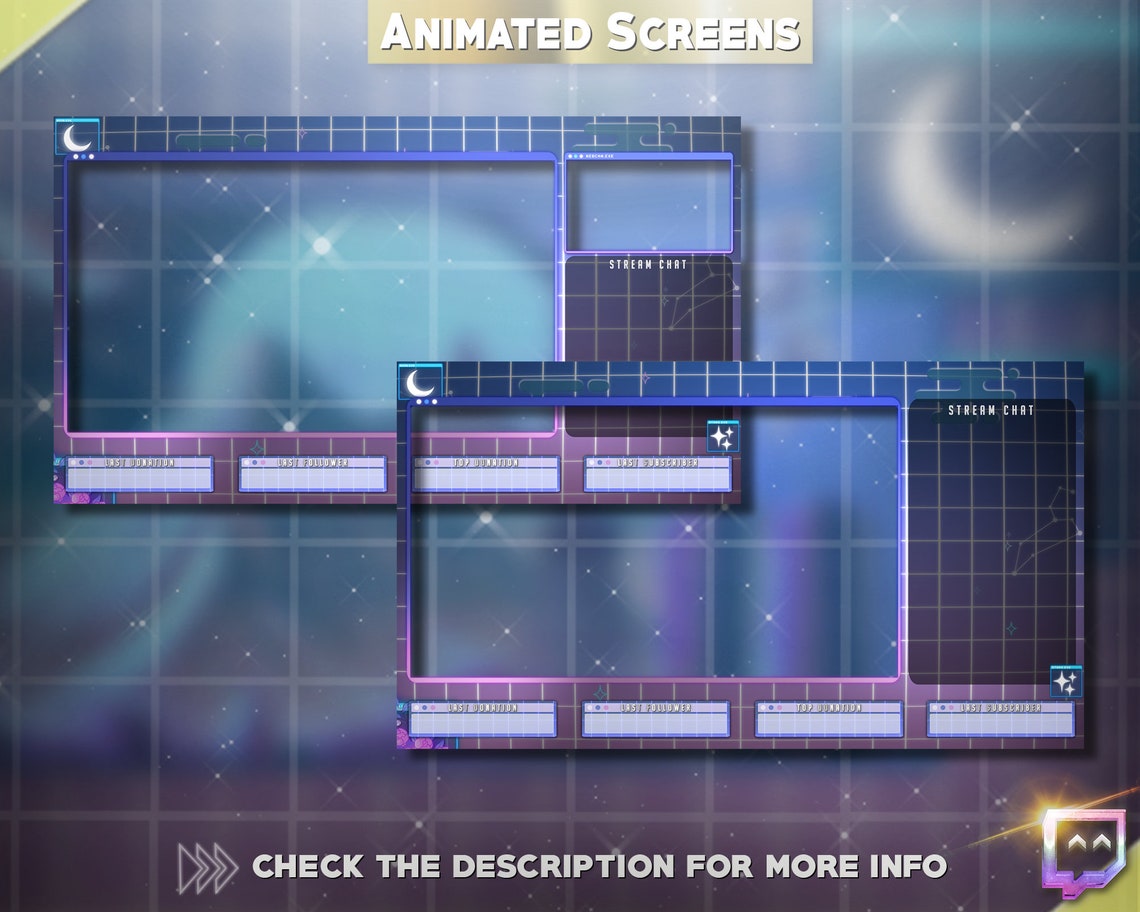 Animated Aesthetic Twitch Overlay Pack for Stream Aesthetic Night ...