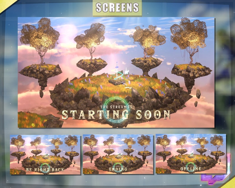 Animated Fantasy Twitch Overlay Pack for Stream | Sky Island | RPG ...