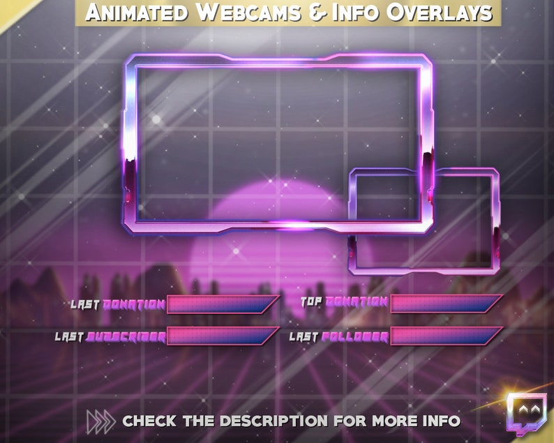 Animated Synthwave Stream Overlays Pack | Twitch - Synthwave ...