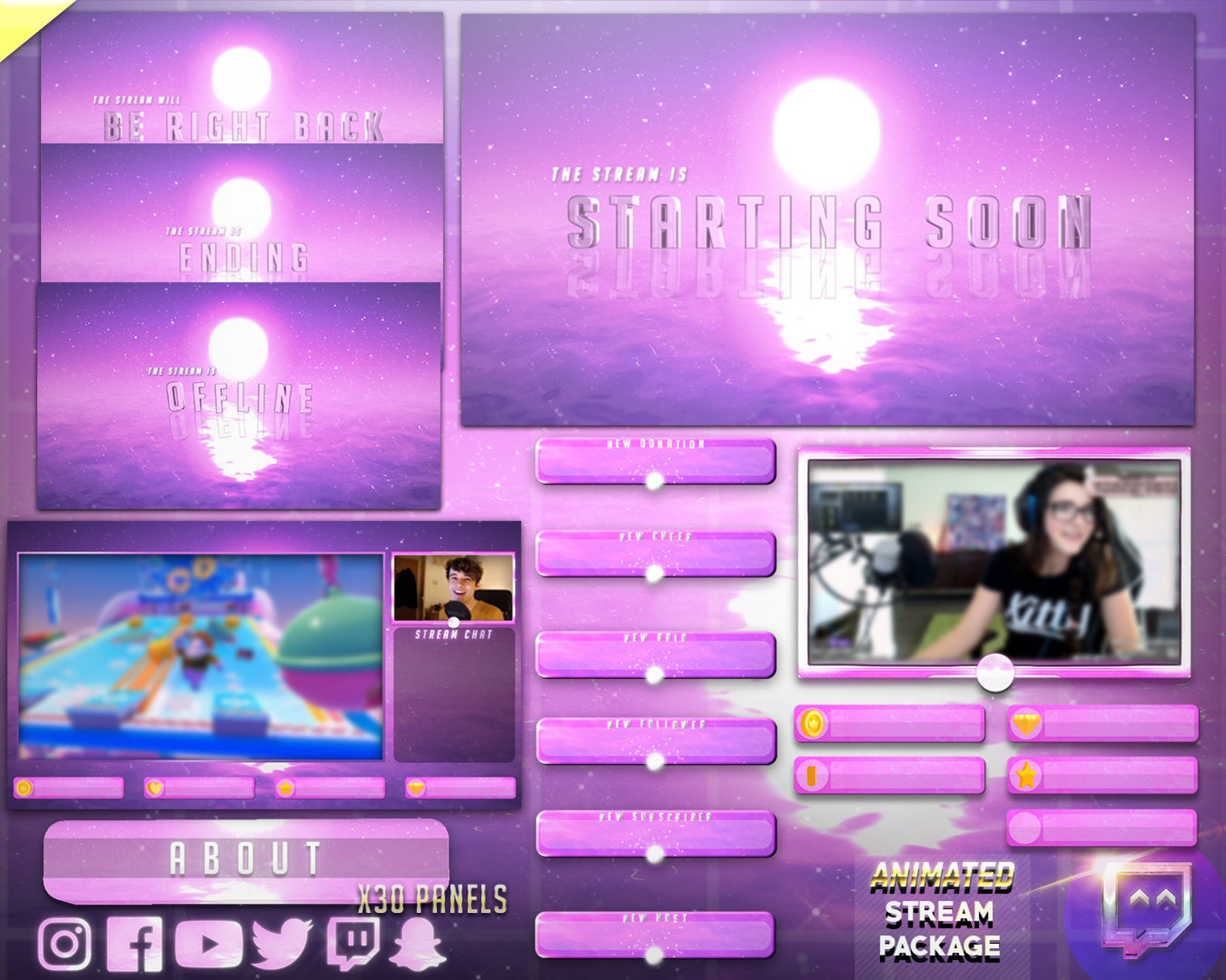 Animated Galaxy Stream Overlays Pack | Stargazer | Twitch - Cute ...